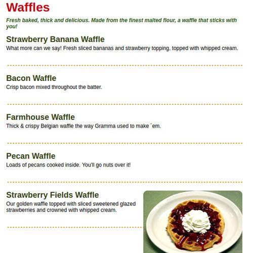 The Egg Factory menu in Lakeland, Florida, USA