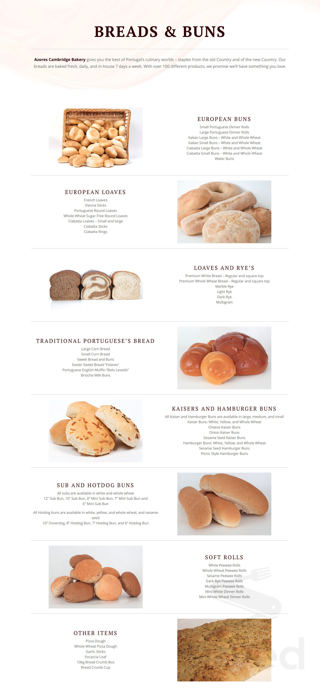 Menu for Azores Cambridge Bakery in Cambridge, ON | Sirved