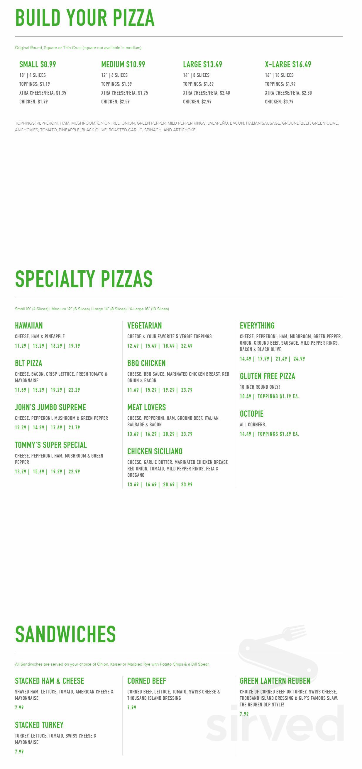 Green Lantern Pizza menu in Madison Heights, Michigan, USA
