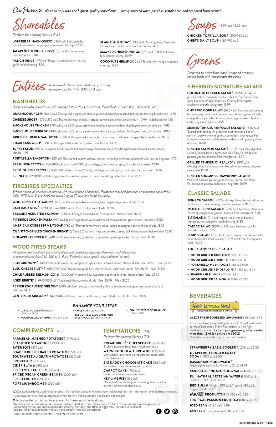 Firebirds Wood Fired Grill menu in Winston-Salem, North Carolina, USA