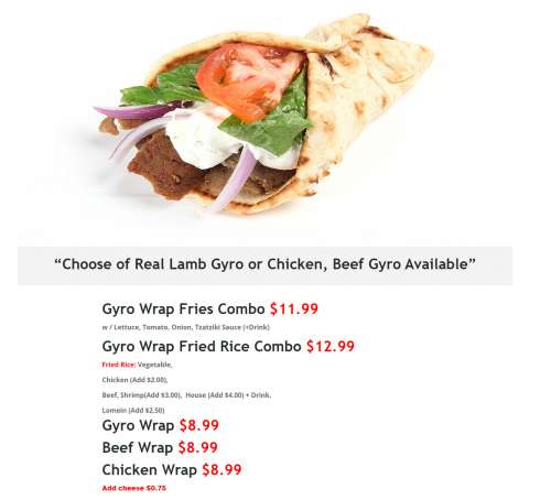 J. Buffalo Wings menu in Atlanta, Georgia, USA