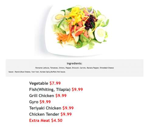 J. Buffalo Wings menu in Atlanta, Georgia, USA