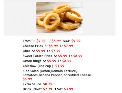 J. Buffalo Wings menu in Atlanta, Georgia, USA