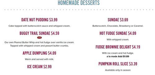 Amish Door Restaurant menu in Wilmot, Ohio, USA