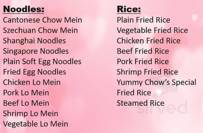 Yummy Chow Chinese Restaurant menus in Delhi, Ontario, Canada