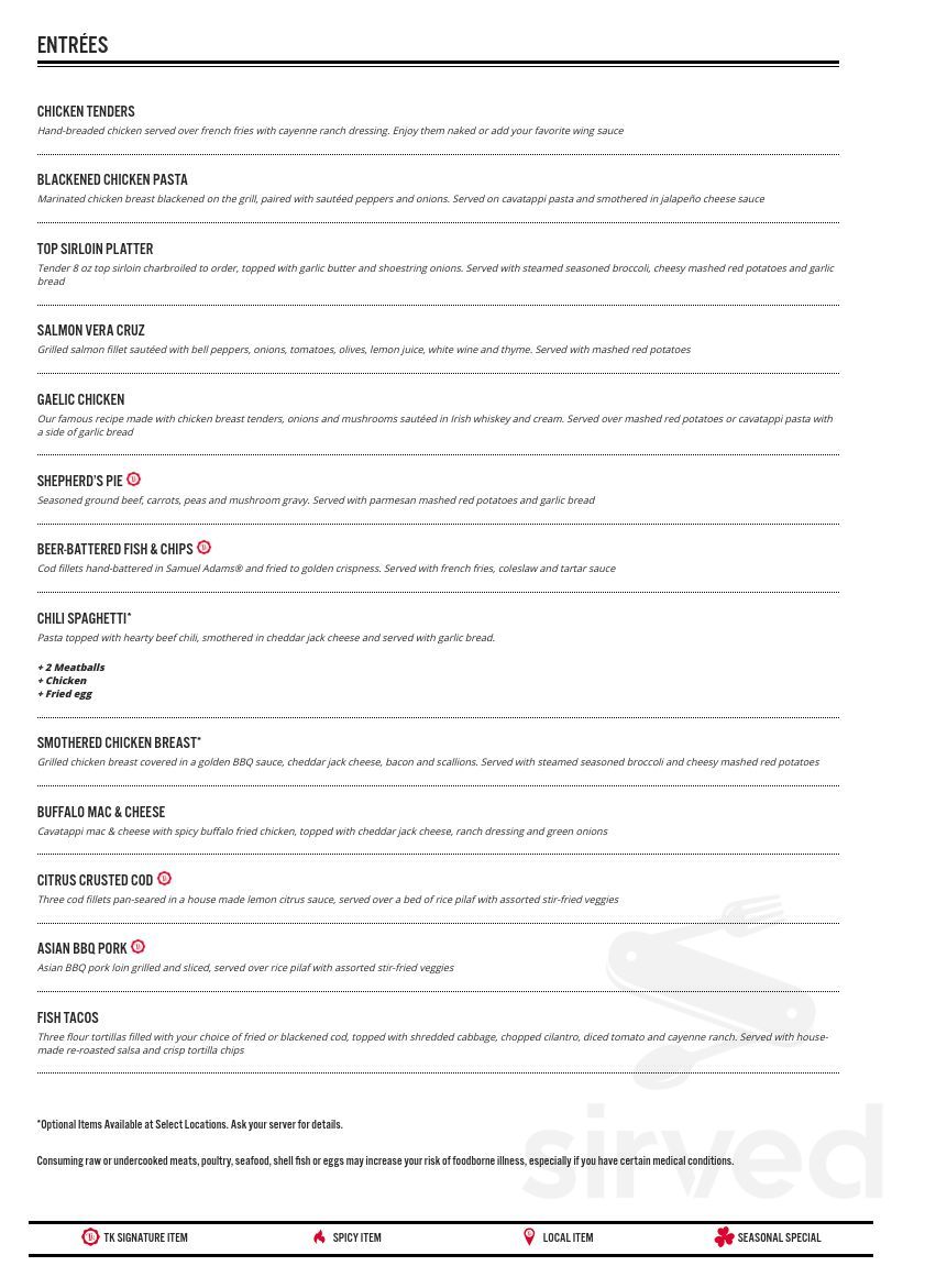 Tilted Kilt Pub and Eatery Clarksville, TN menus in Clarksville ...