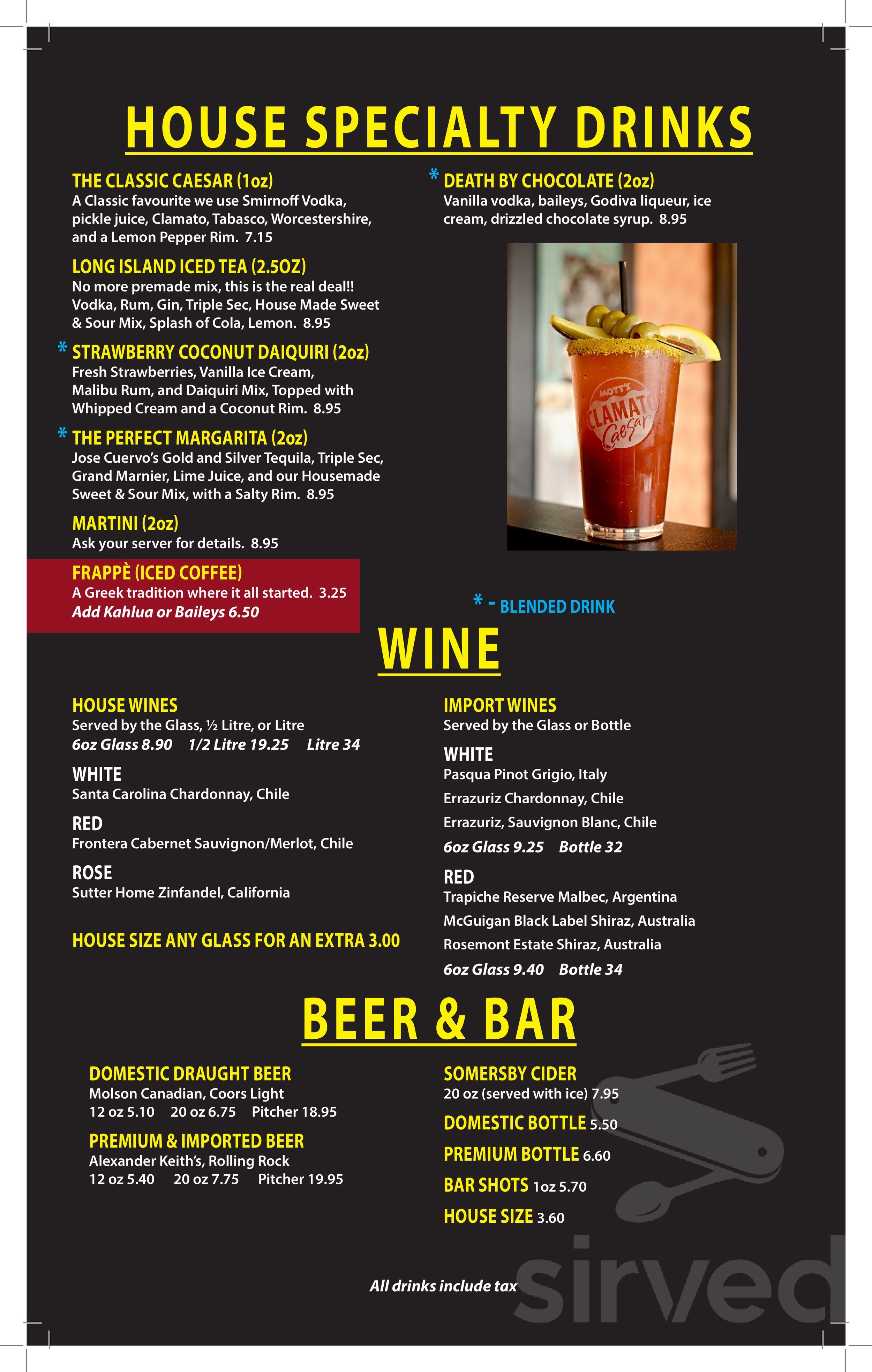 Menu for Boulevard Grill in Sarnia, ON | Sirved