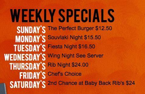 Boulevard Grill menu in Sarnia, Ontario, Canada