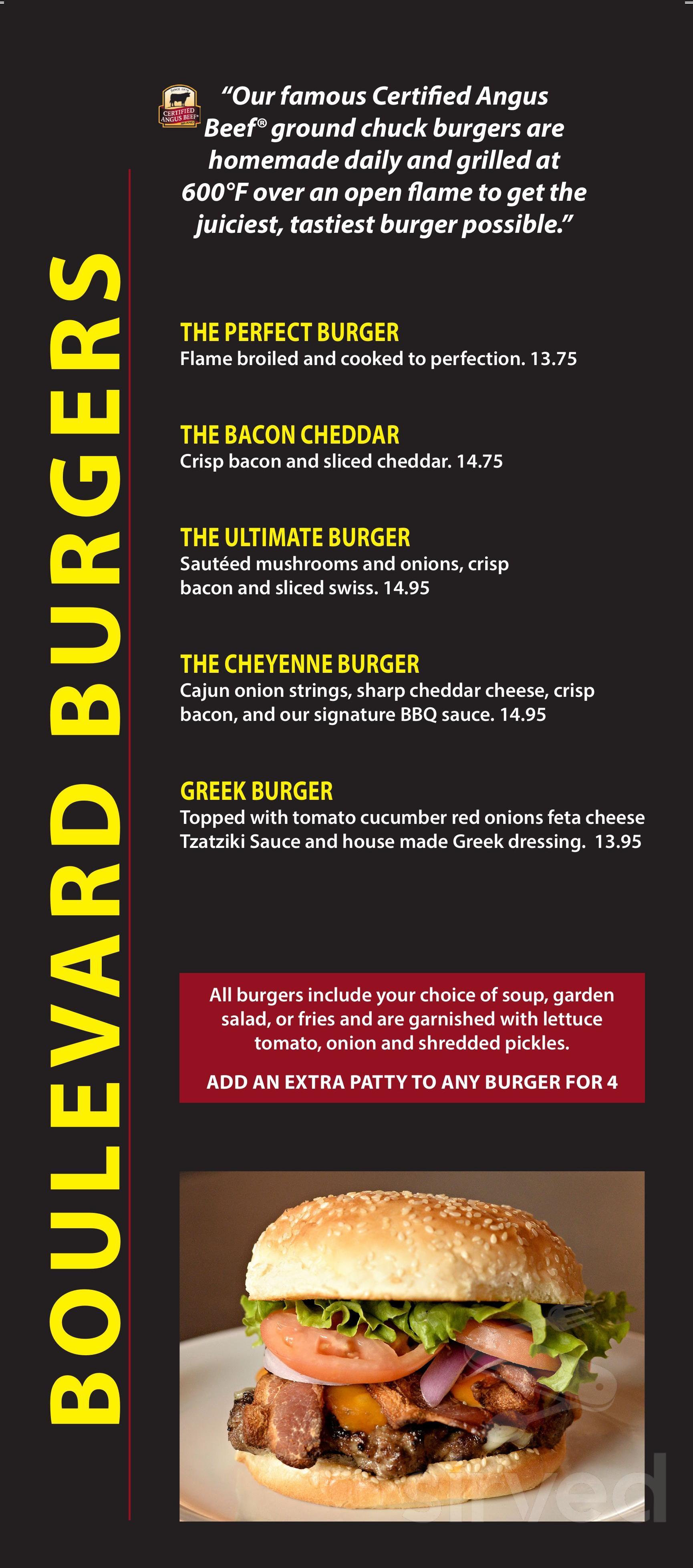 Boulevard Grill menu in Sarnia, Ontario, Canada