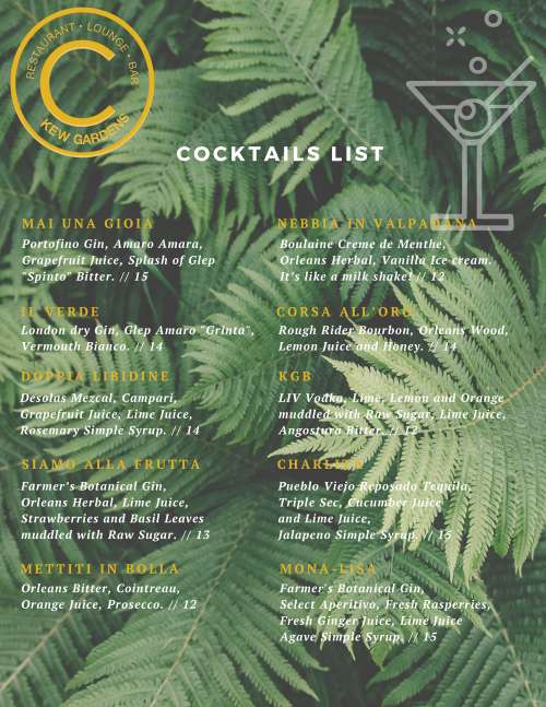 C Kew Gardens | Restaurant Lounge Bar menu in Queens, New York, USA