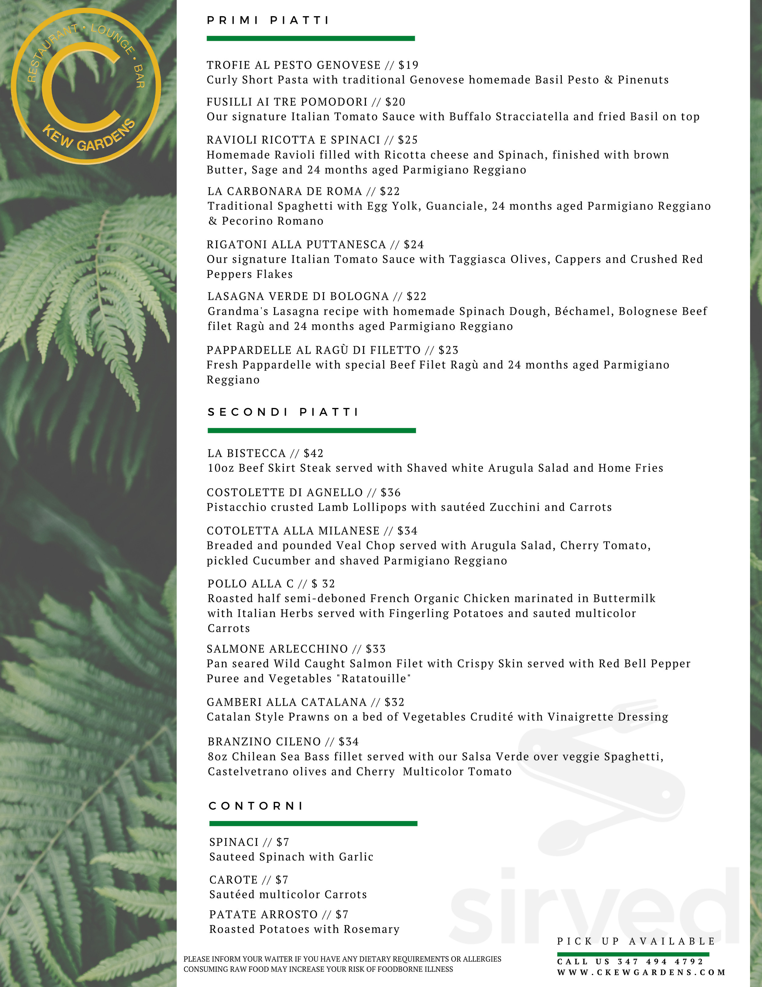 C Kew Gardens | Restaurant Lounge Bar menu in Queens, New York, USA
