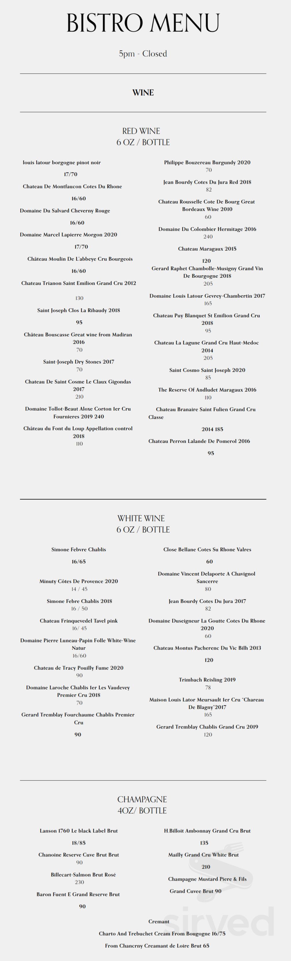 Menu for La Petite Iza in Edmonton, AB | Sirved