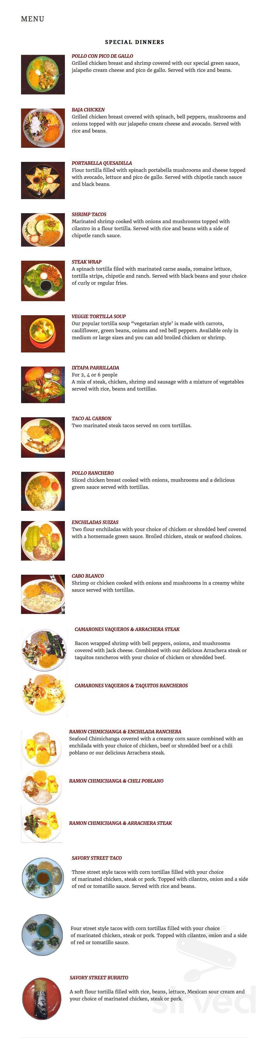 Ixtapa menu in Duvall, Washington, USA