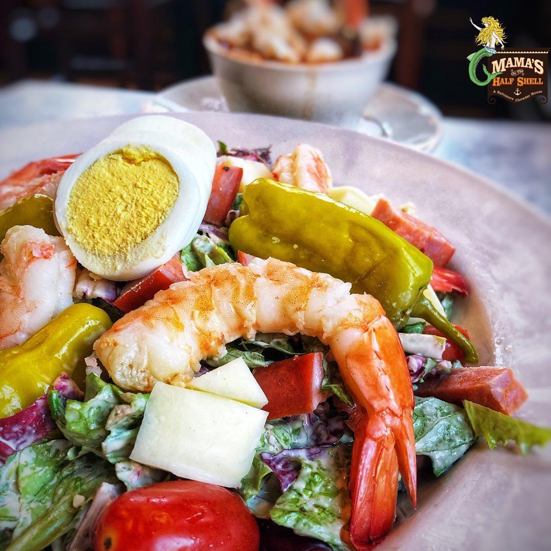 Mama's On the Half Shell menu in Baltimore, Maryland, USA