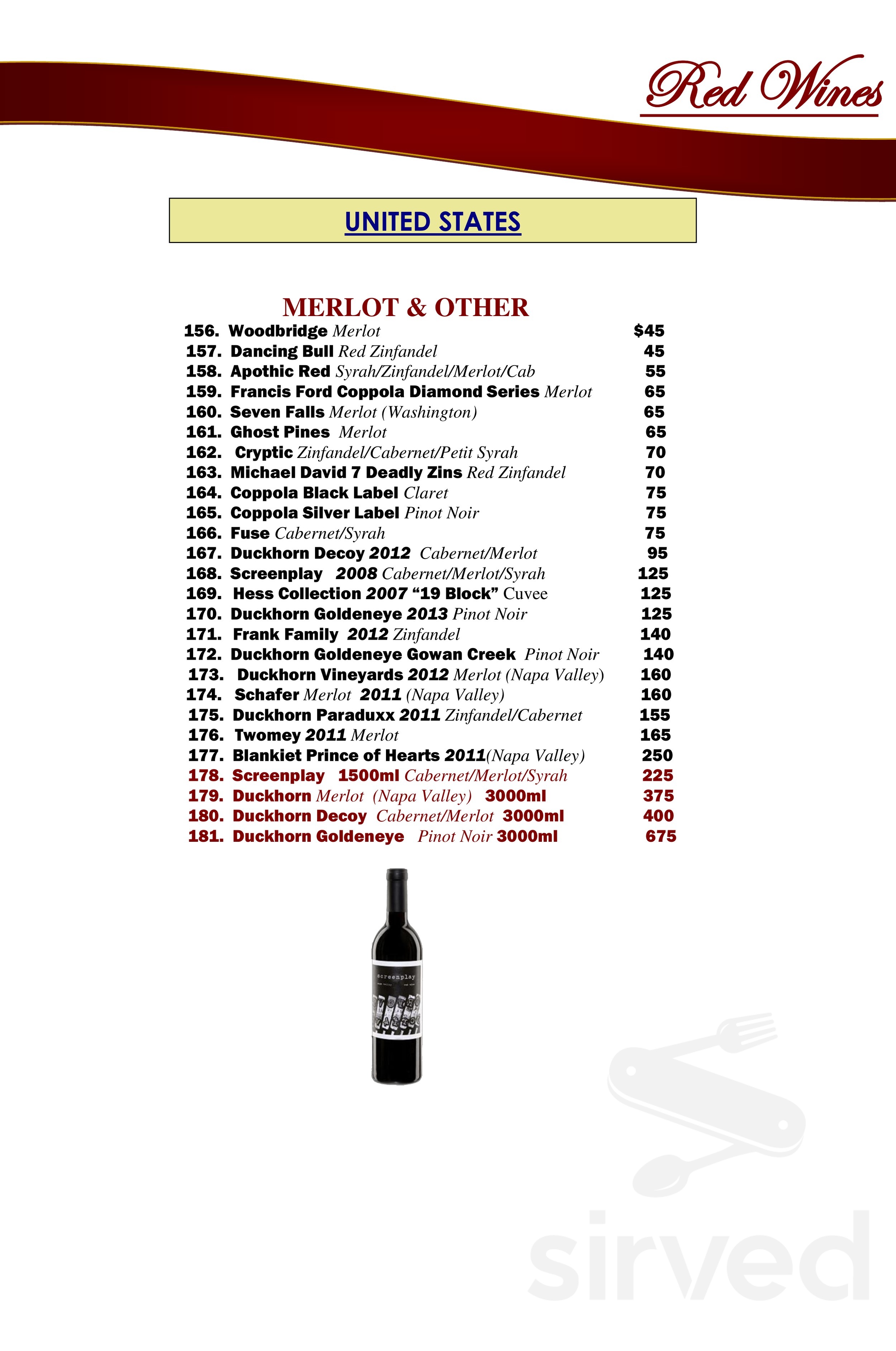 The Diplomat Steakhouse menu in Regina, Saskatchewan, Canada