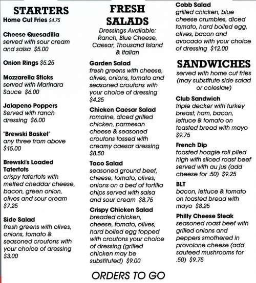 LJ Brewskis menu in Union, Oregon, USA