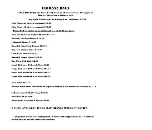 Dave's Harvey Run Inn menu in Freedom, Pennsylvania, USA