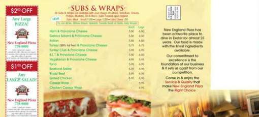 Menu for New England Pizza in Exeter, NH | Sirved