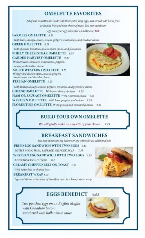 Golden Dawn Diner menu in Hamilton Township, New Jersey, USA