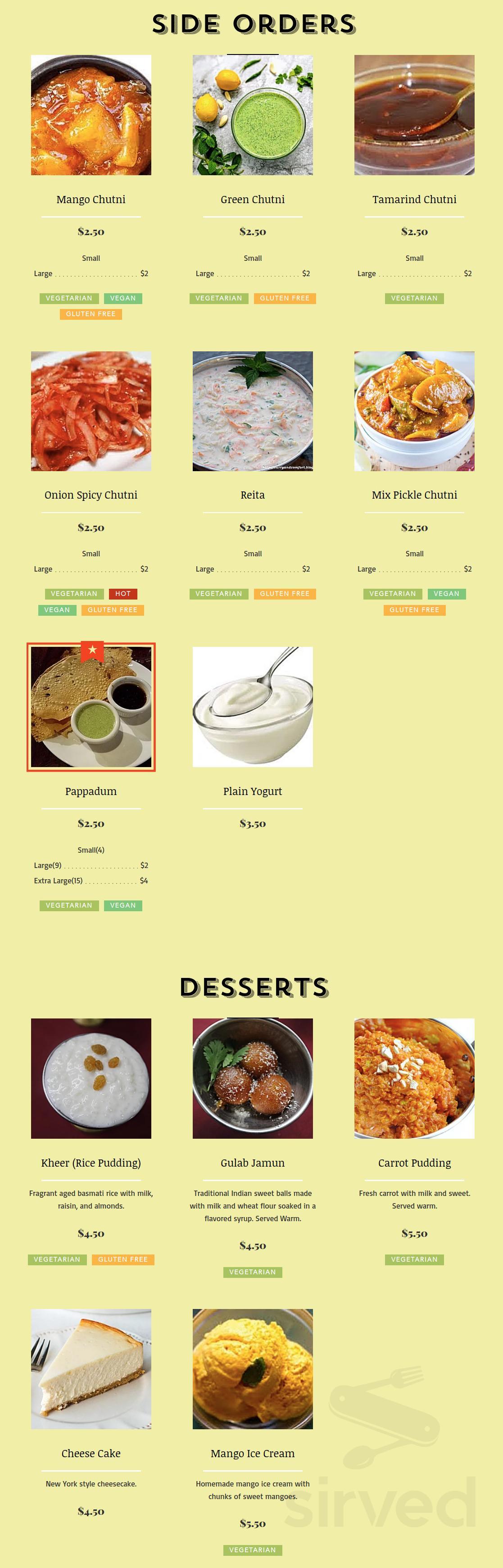 Lumbini Restaurant menu in Baltimore, Maryland, USA