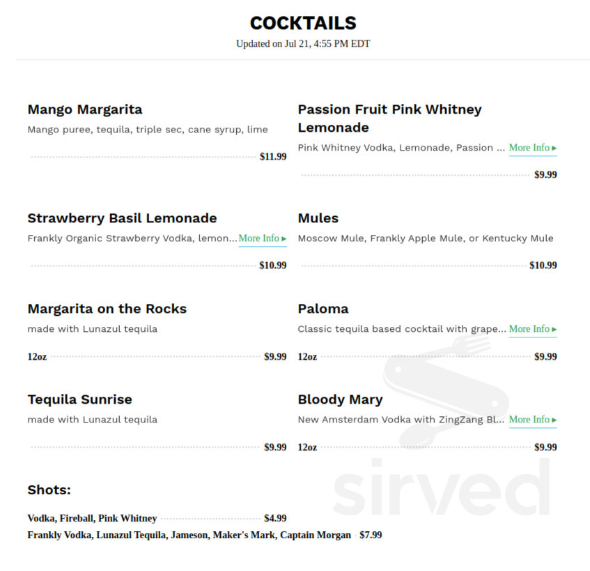 Bark Social menu in North Bethesda, Maryland, USA