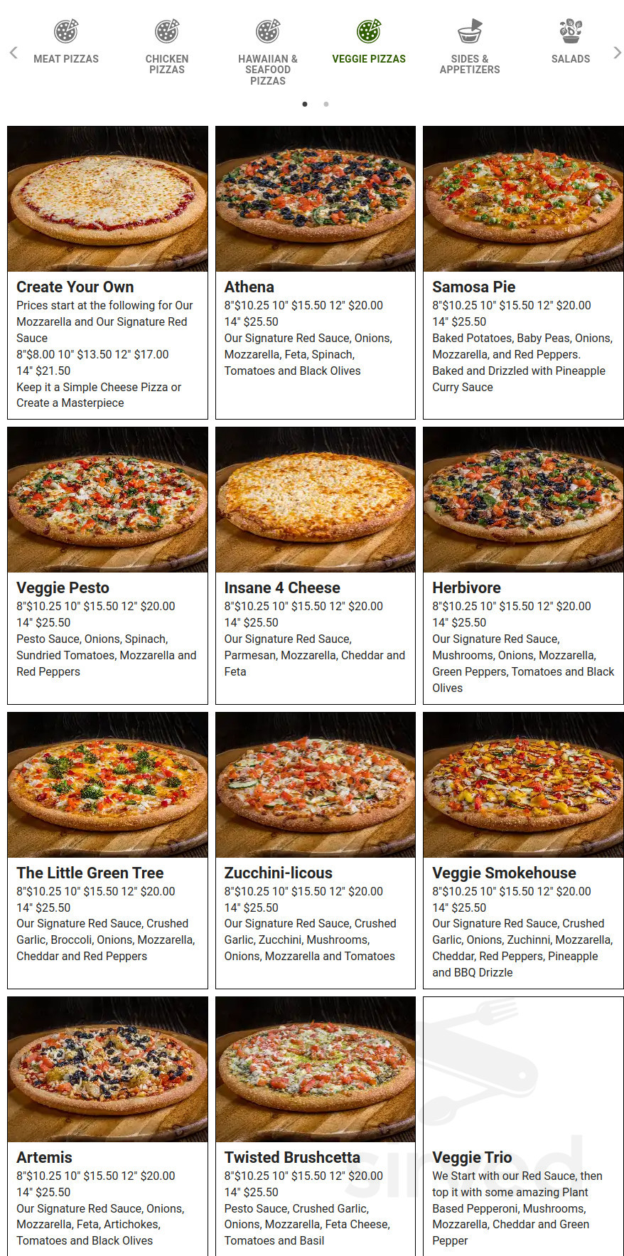 Red Tomato Pies menus in Quesnel, British Columbia, Canada