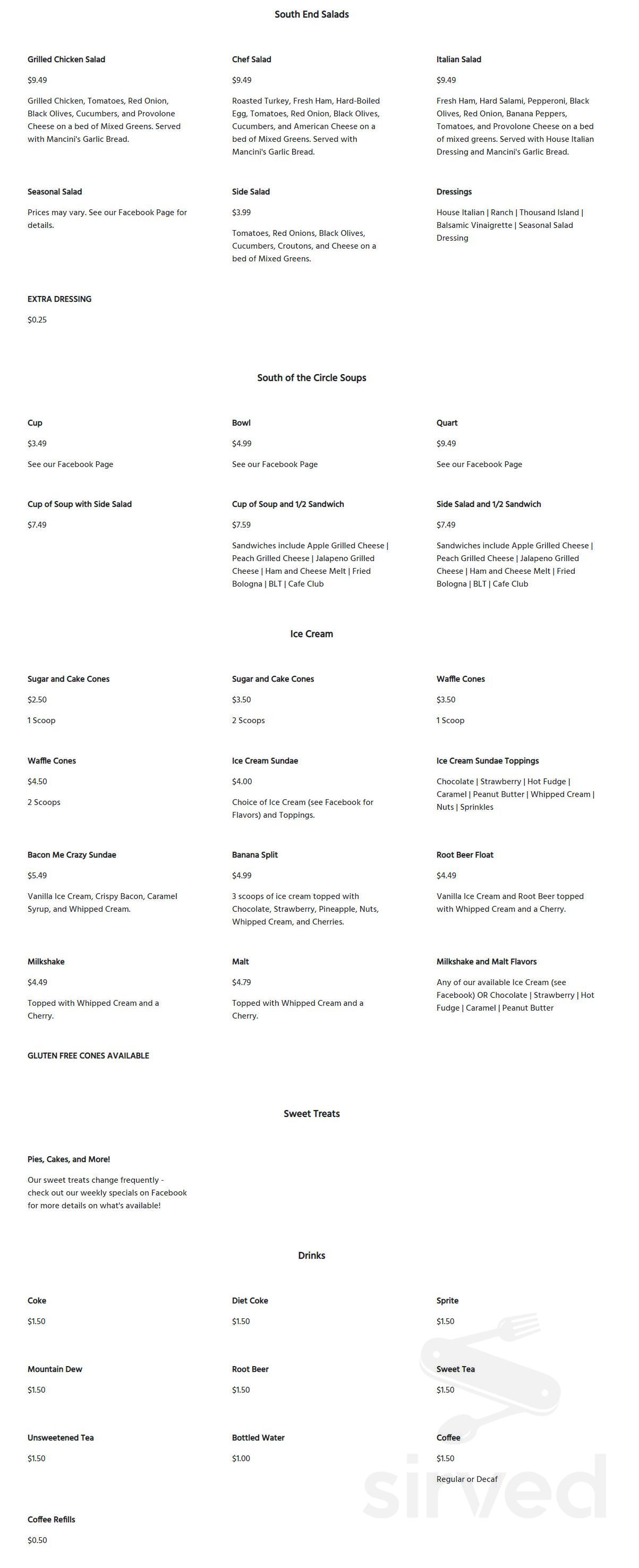 Carla's Corner Cafe menu in Columbiana, Ohio, USA