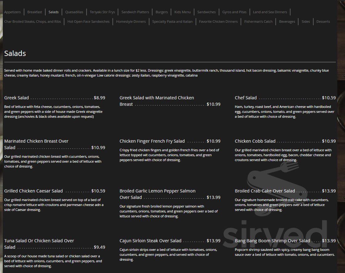 Middlesex Diner menu in Carlisle, Pennsylvania, USA