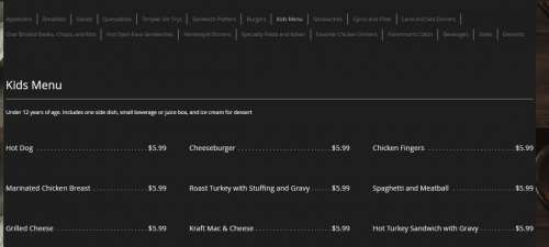 Middlesex Diner menu in Carlisle, Pennsylvania, USA