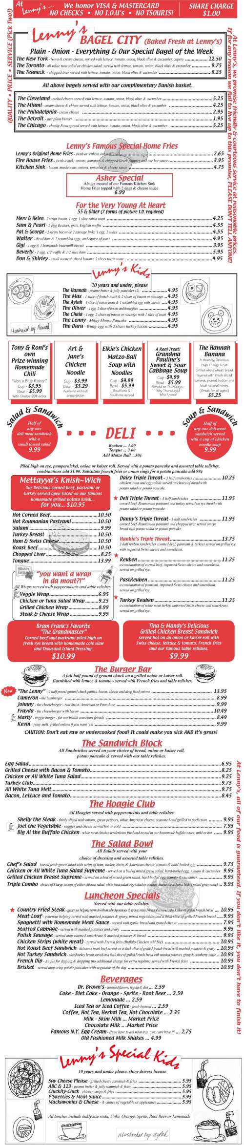 Lenny's Restaurant menu in Clearwater, Florida, USA