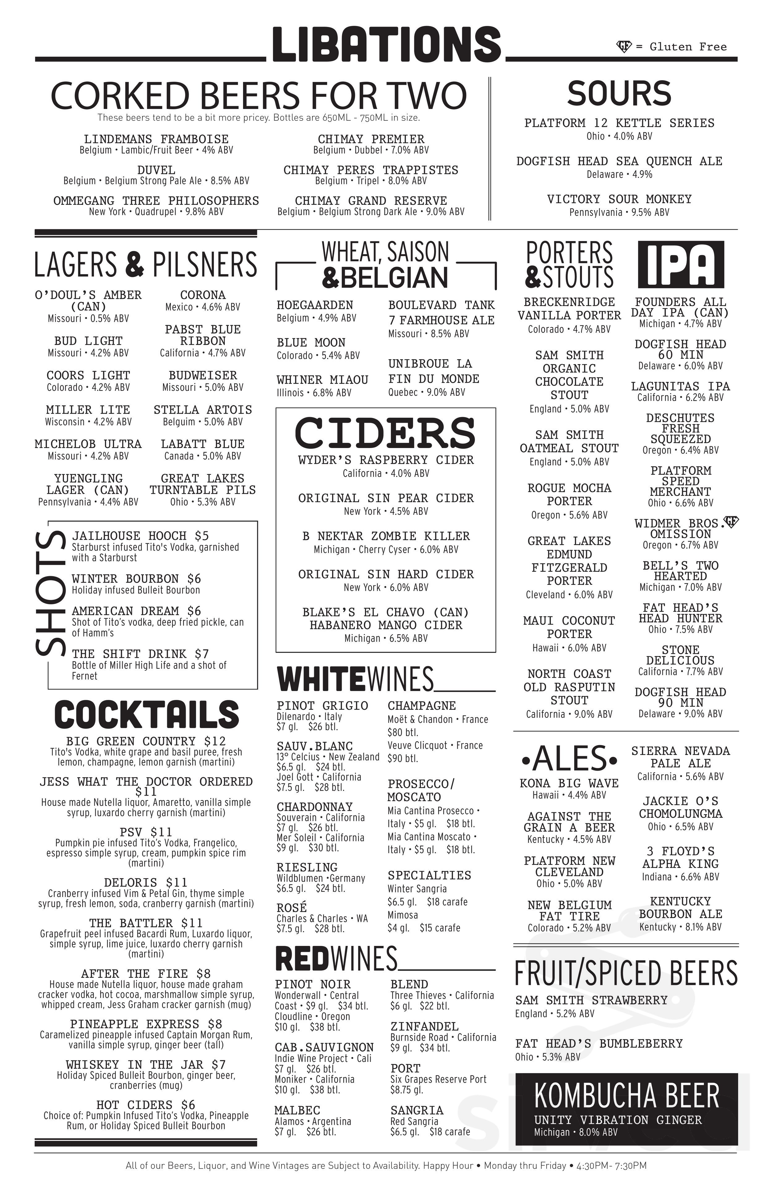 Menu for The South Side in Cleveland, OH | Sirved