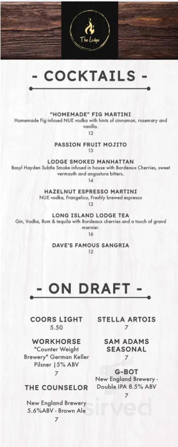 Menu for The Lodge at Silver Sands in East Haven, CT | Sirved