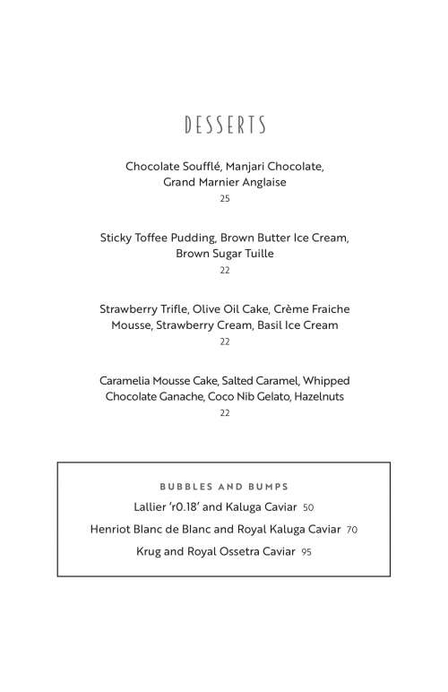 Fia Steak menu in Santa Monica, California, USA