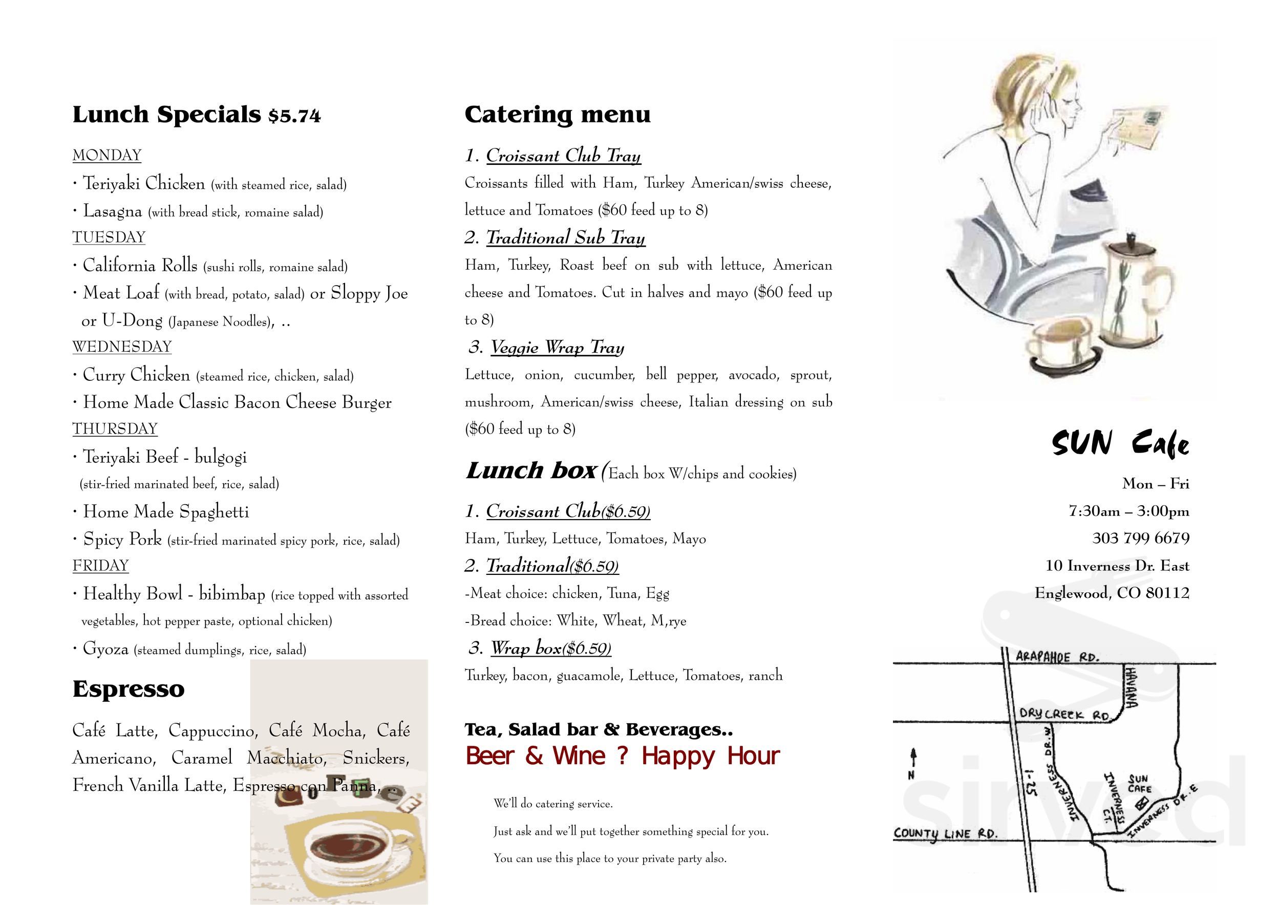 Sun Cafe menu in Englewood, Colorado, USA