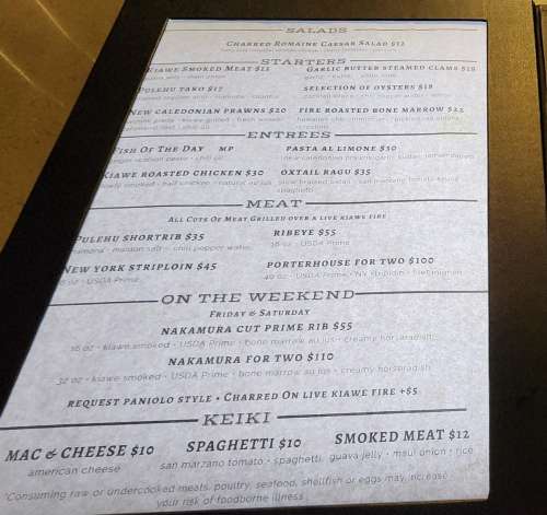 The Cutlery - Kaimuki's Neighborhood Steakhouse & Barbershop menu in ...