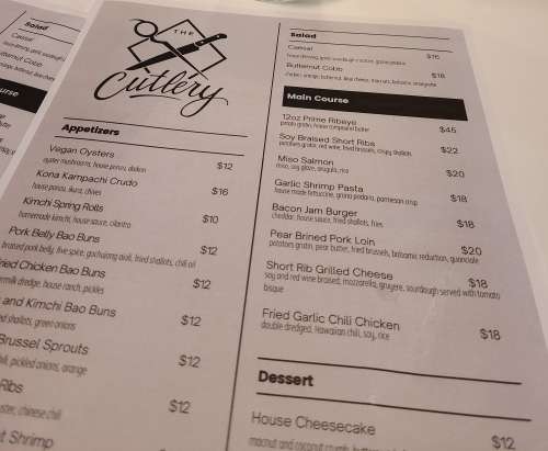 The Cutlery - Kaimuki's Neighborhood Steakhouse & Barbershop menu in ...