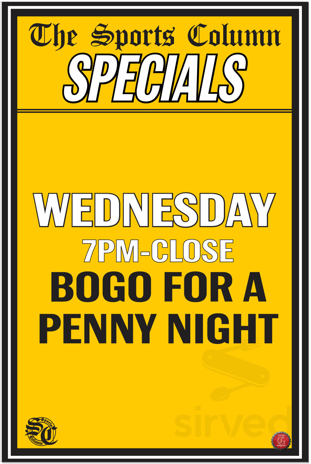 Sports Column menu in Iowa City, Iowa, USA