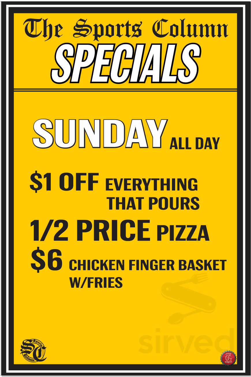 Sports Column menu in Iowa City, Iowa, USA