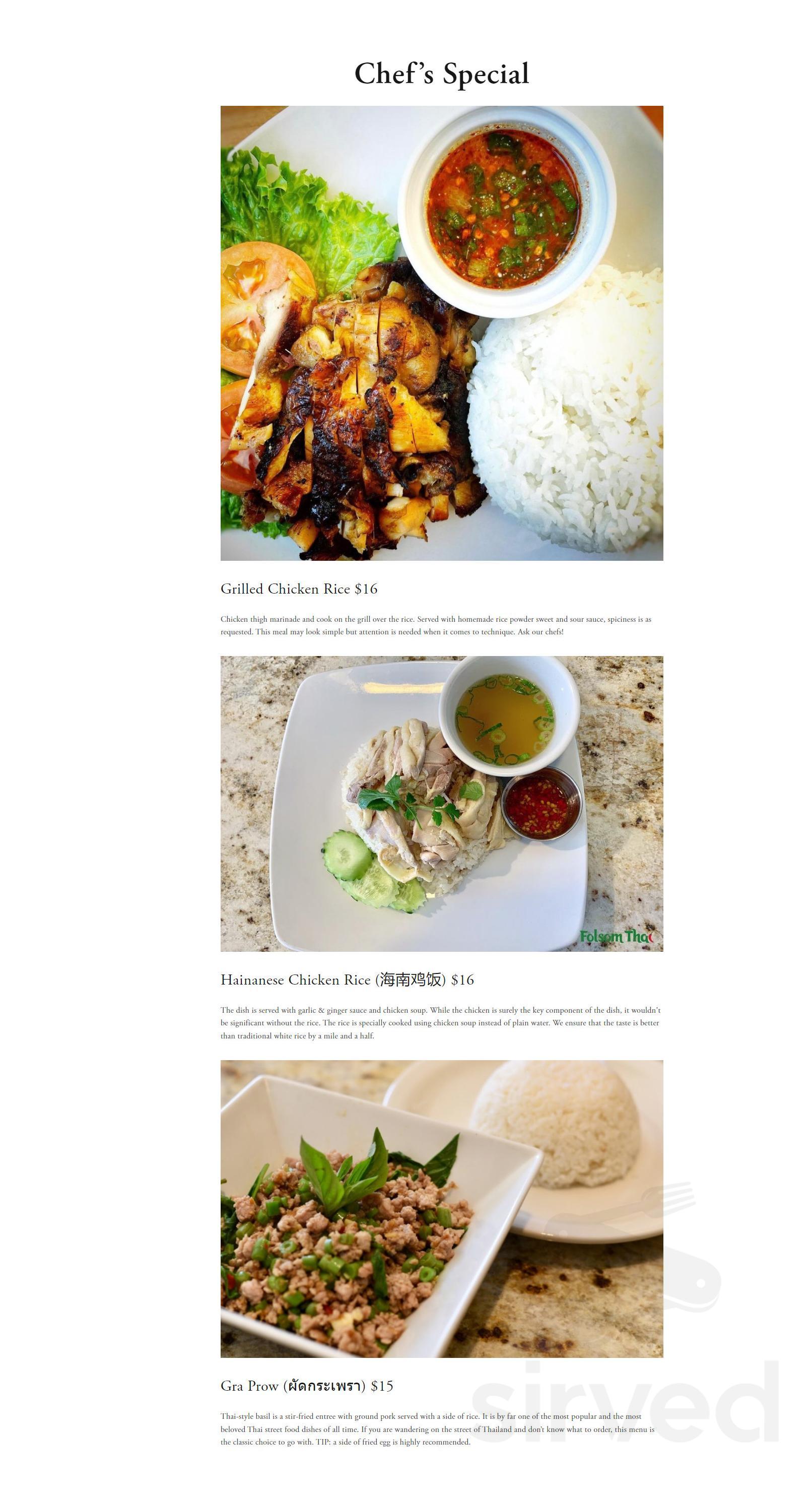 Folsom Thai menu in Boulder, Colorado, USA