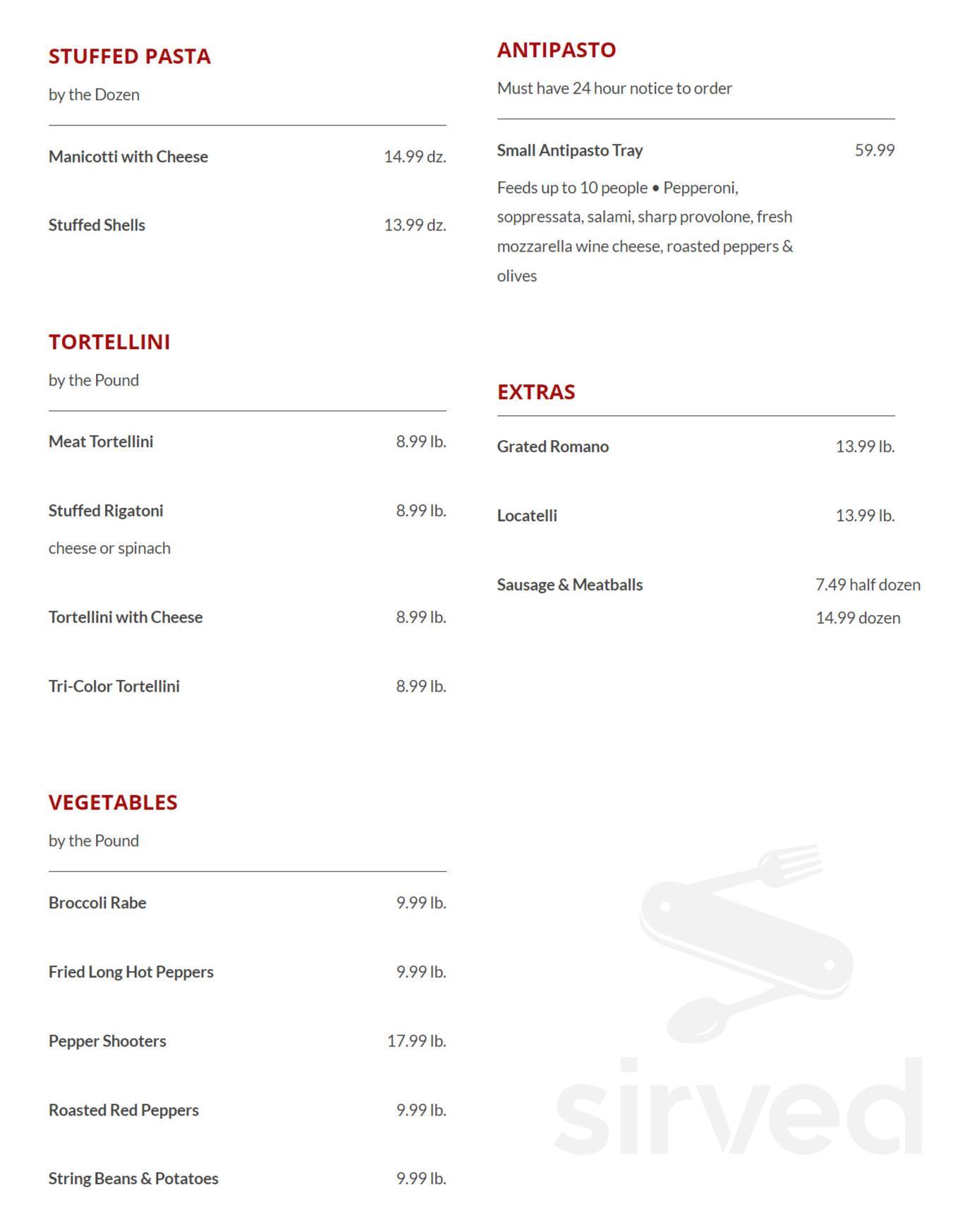 Croce Pasta to go menu in Avalon, New Jersey, USA