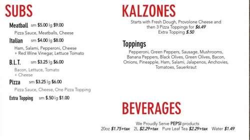 Kraus' Pizza of Navarre menu in Navarre, Ohio, USA