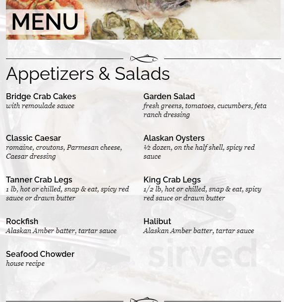 Bridge Seafood Restaurant menu in Anchorage, Alaska, USA
