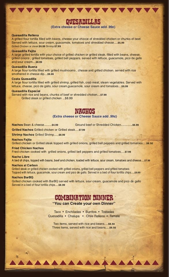 Margaronas Cantina Mexican Resturant menu in Anniston, Alabama, USA