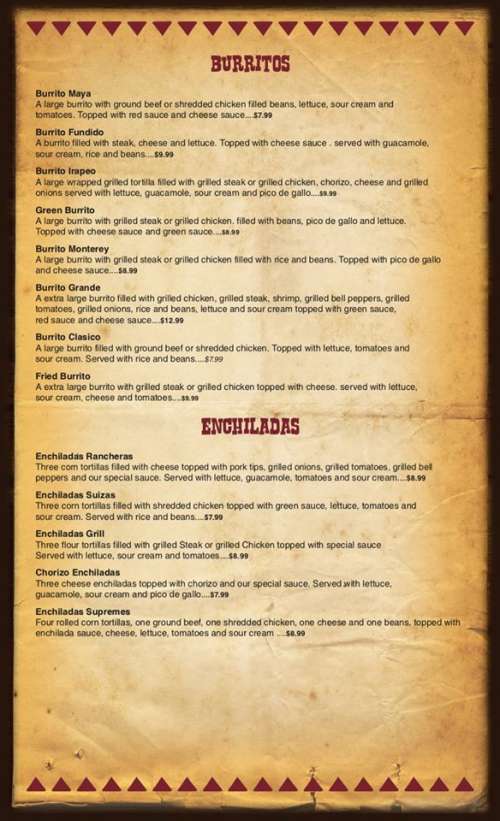 Margaronas Cantina Mexican Resturant menu in Anniston, Alabama, USA