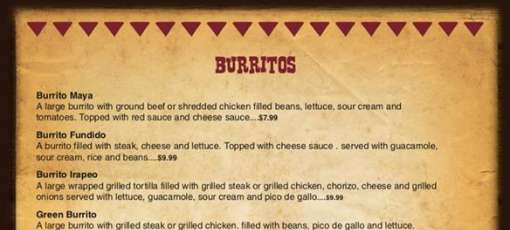 Menu for Margaronas Cantina Mexican Resturant in Anniston, AL | Sirved