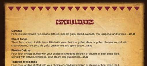 Menu for Margaronas Cantina Mexican Resturant in Anniston, AL | Sirved