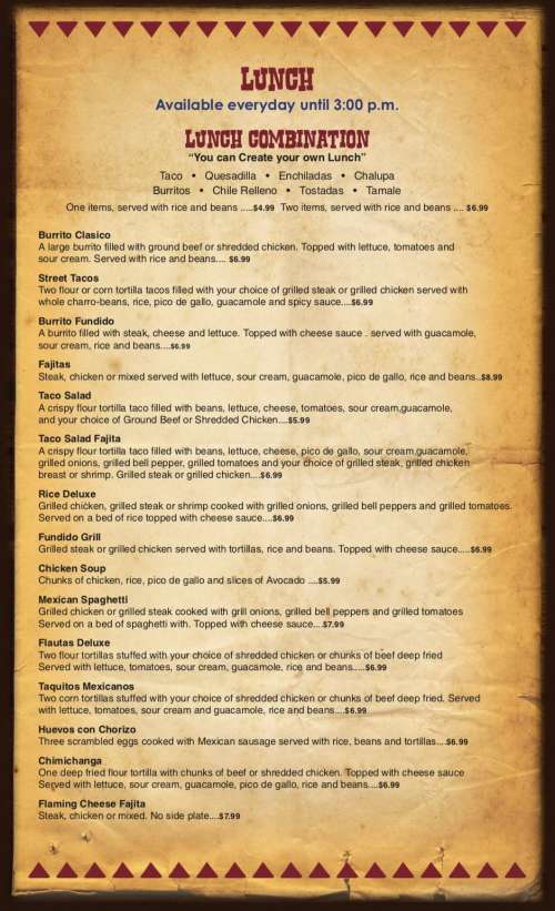 Margaronas Cantina Mexican Resturant menu in Anniston, Alabama, USA