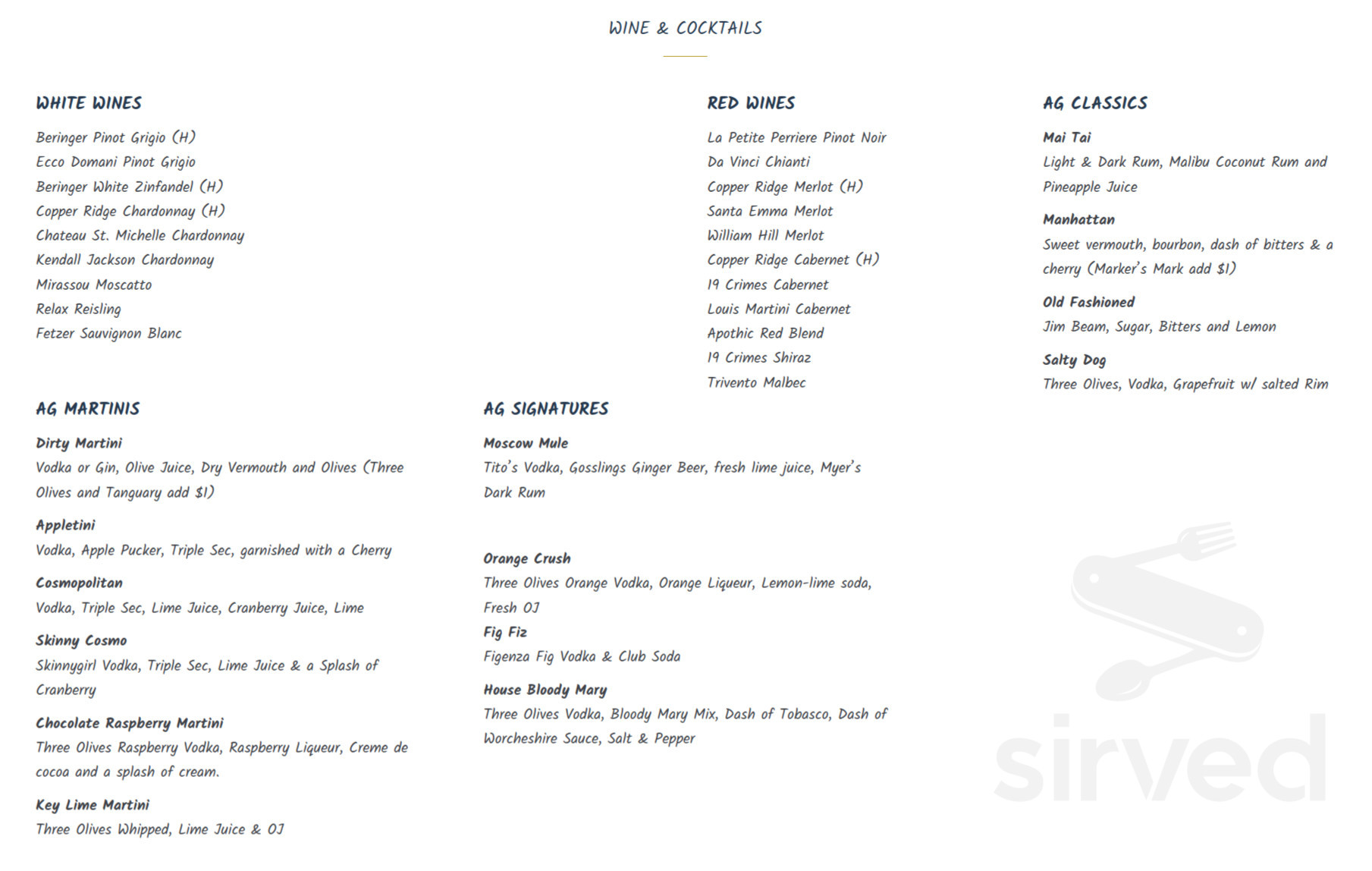 Atlantic Grille menu in Frederick, Maryland, USA