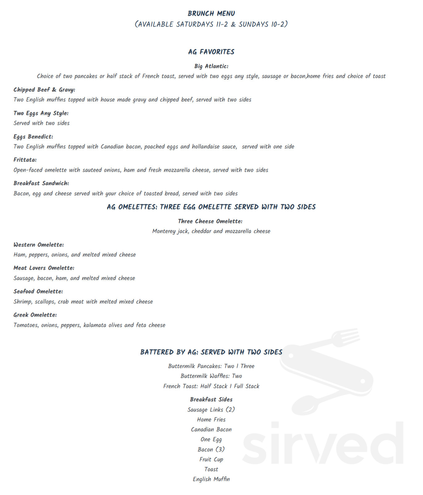 Atlantic Grille menu in Frederick, Maryland, USA