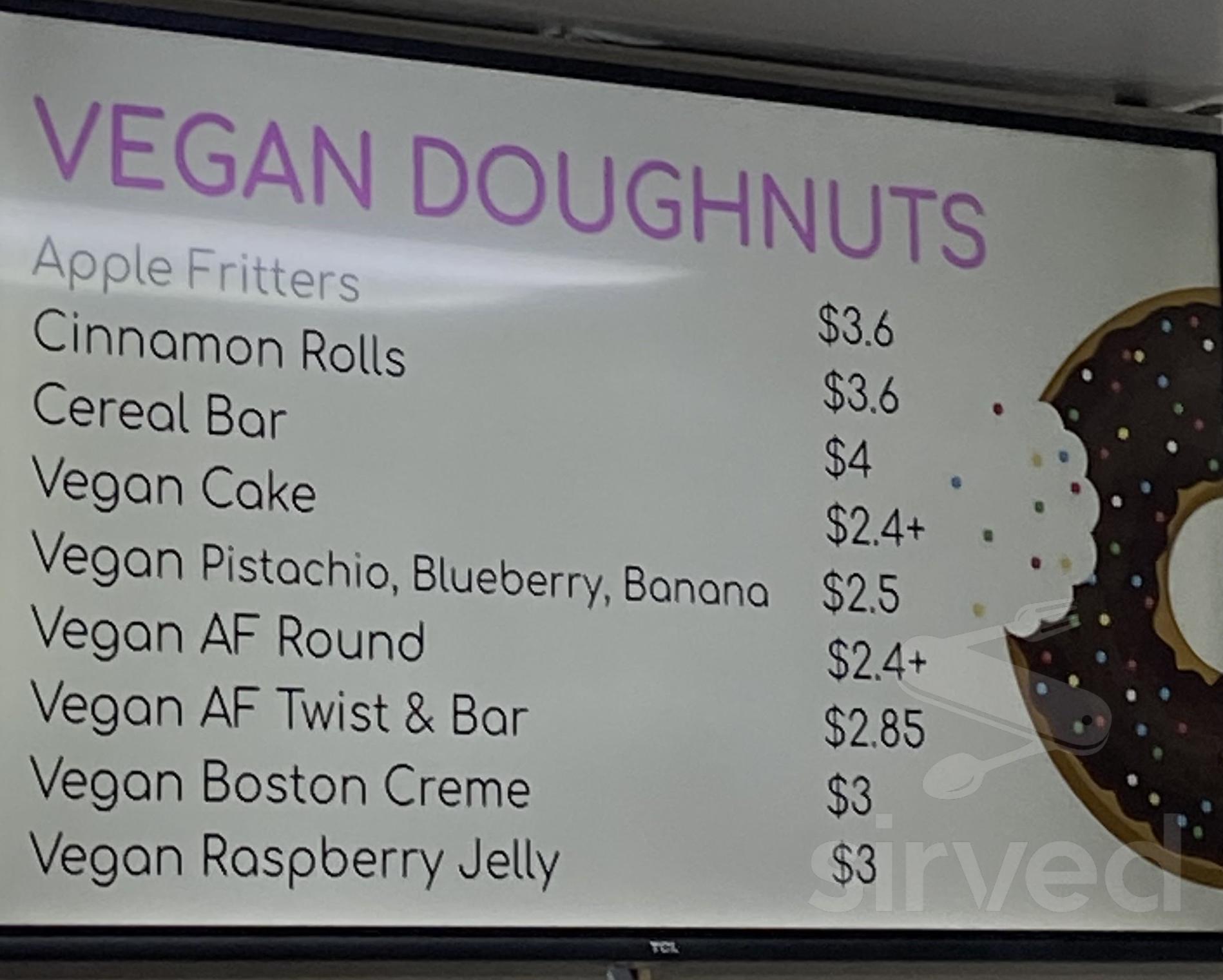 Friendly Doughnuts menu in Orange, California, USA